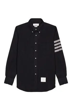 Thom Browne Straight Fit Bar Shirt In Blue - Navy