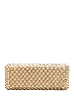 Judith Leiber Slim Rectangle Crystal Clutch Gold