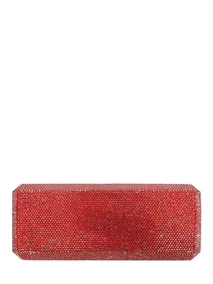 Judith Leiber Slim Rectangle Crystal Clutch Red