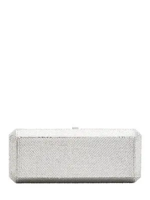 Judith Leiber Slim Rectangle Crystal Clutch Silver