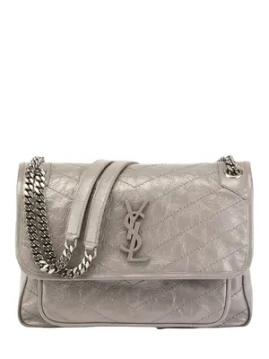 Saint Laurent Saint Laurent Niki Medium Flap Shoulder Bag Light Gray