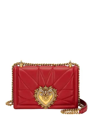 Dolce & Gabbana Devotion Large Quilted Shoulder Bag Red