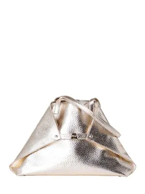Akris Ai Medium Hammered Shoulder Bag - Stucco Metallic