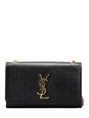 Saint Laurent Kate Small Shoulder Bag In Grained Leather - Black