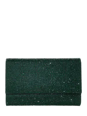 Judith Leiber Fizzoni Full-Beaded Clutch Bag Ebonized Emerald