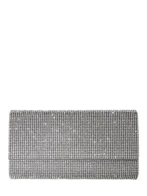 Judith Leiber Fizzoni Full-Beaded Clutch Bag Silver