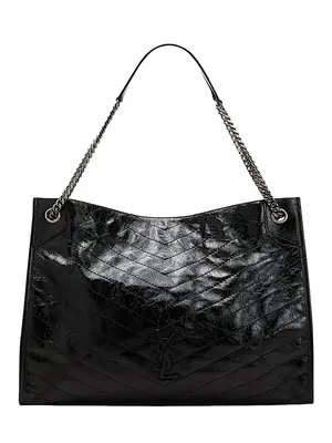 Saint Laurent Niki Large YSL Shopper Tote Bag Black