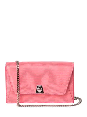 Akris Akris Anouk Lizard-Print Clutch Bag With Chain Blossom