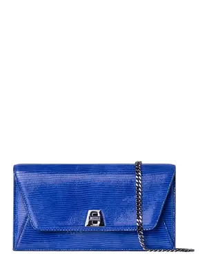 Akris Akris Anouk Lizard-Print Clutch Bag With Chain Blue