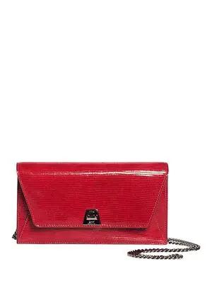 Akris Akris Anouk Lizard-Print Clutch Bag With Chain Crimson