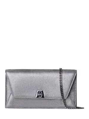 Akris Akris Anouk Lizard-Print Clutch Bag With Chain Inox
