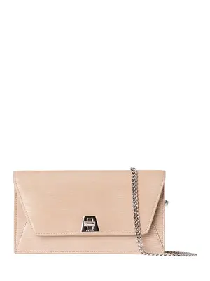 Akris Anouk Lizard-print Clutch Bag With Chain - Light Beige