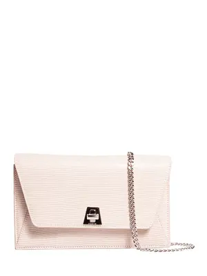 Akris Akris Anouk Lizard-Print Clutch Bag With Chain Light Pink