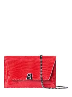 Akris Anouk Lizard-print Clutch Bag With Chain - Lipstick