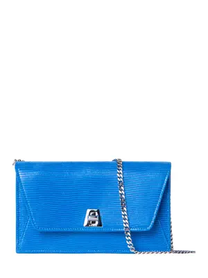 Akris Akris Anouk Lizard-Print Clutch Bag With Chain Regatta