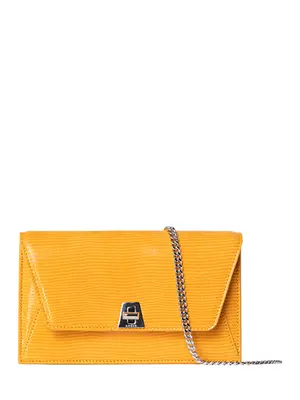 Akris Akris Anouk Lizard-Print Clutch Bag With Chain Sunflower