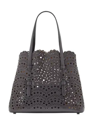 Alaïa ALAIA Mina 25 Vienne Wave Perforated Leather Tote Bag Brume