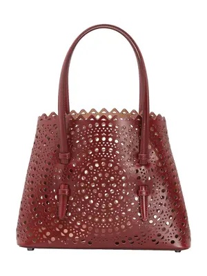Alaïa ALAIA Mina 25 Vienne Wave Perforated Leather Tote Bag Rouge Grenat
