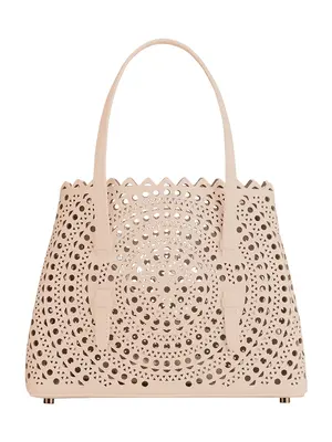 Alaïa ALAIA Mina 25 Vienne Wave Perforated Leather Tote Bag Sable