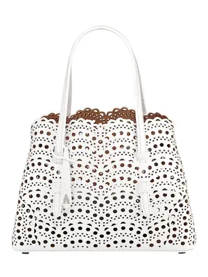 Alaïa ALAIA Mina 25 Vienne Wave Perforated Leather Tote Bag White