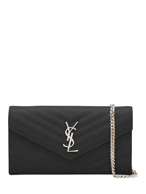 Saint Laurent Monogram Wallet On Chain - Black