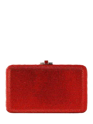 Judith Leiber Slim Slide Crystal Evening Clutch Bag - Red