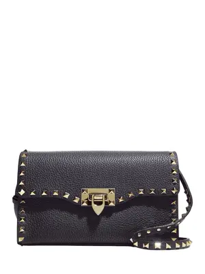 Valentino Garavani Small Rockstud Leather Shoulder Bag Marine
