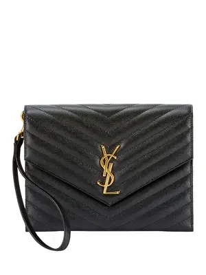 Saint Laurent Monogram Flap Clutch Black