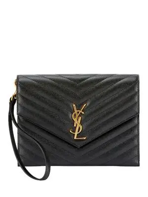 Saint Laurent Monogram Flap Clutch - Black