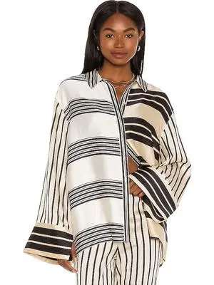 L'academie The Katy Blouse In Cream - Multi Stripe