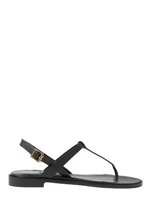 Manolo Blahnik Hata Leather Slingback Sandals Black