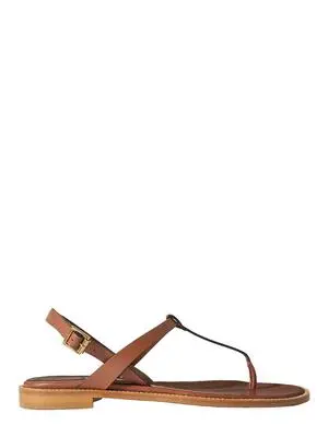 Manolo Blahnik Hata Leather Slingback Sandals Brown
