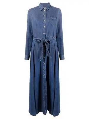 PHILIPP PLEIN Denim Maxi Shirt Dress