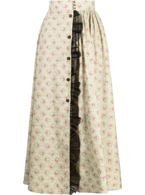 ULYANA SERGEENKO Ulyana Sergeenko Floral-Print Maxi Skirt