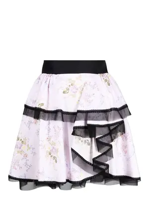 ULYANA SERGEENKO Asymmetric Floral Mini Skirt - Pink