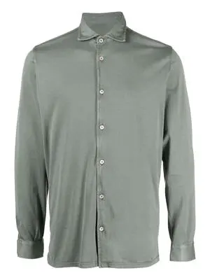 Fedeli Jersey Button Down Shirt - Green