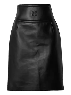 Givenchy Cutout Embossed Leather Skirt - Black