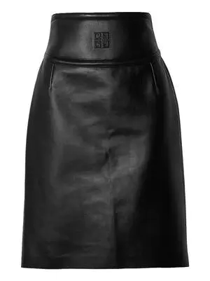 Givenchy Cutout Embossed Leather Skirt - Black