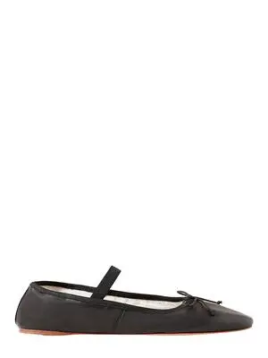 LOEFFLER RANDALL Leonie Lambskin Bow Ballerina Flats - Black