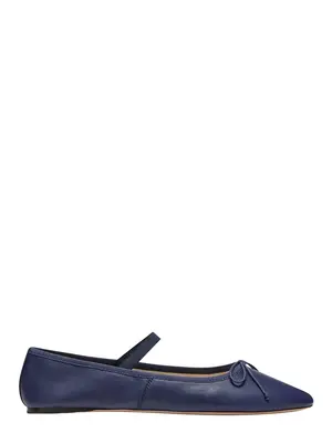LOEFFLER RANDALL Leonie Lambskin Bow Ballerina Flats - Navy