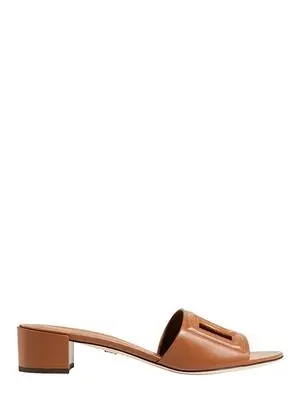 Dolce & Gabbana 40mm Dg Cutout Leather Slide - Brown