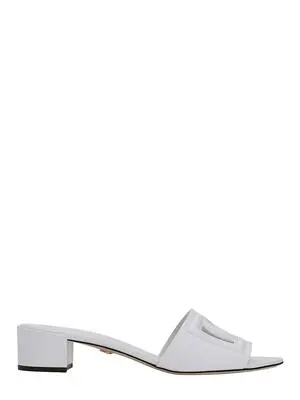 Dolce & Gabbana 40mm DG Cutout Leather Slide White