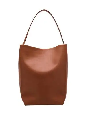 THE ROW Park North-South Leather Tote Bag Black