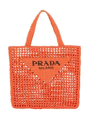 Prada Prada Woven Logo Shopper Tote Bag Arancio