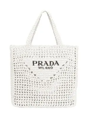 Prada Prada Woven Logo Shopper Tote Bag Bianco
