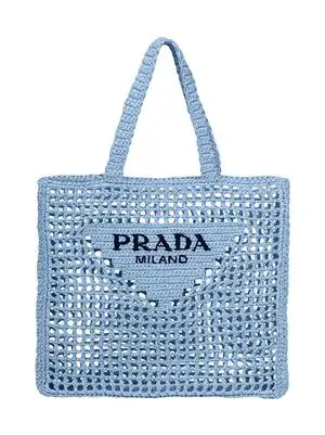 Prada Prada Woven Logo Shopper Tote Bag F0076 Celeste