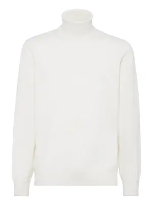 Brunello Cucinelli Roll Neck Cashmere Jumper - White