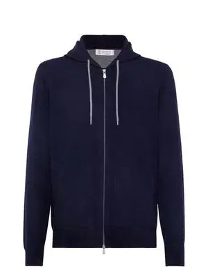 Brunello Cucinelli Cashmere Zipped Hoodie - Blue