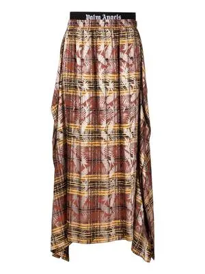 Palm Angels Palm Leaf Check Pattern Skirt - Brown