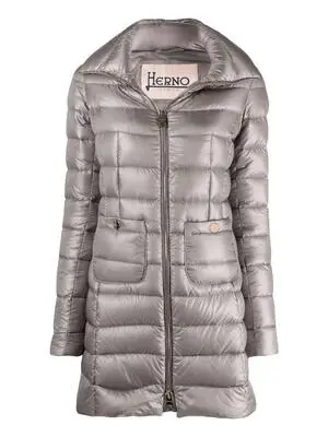 Herno Quilted Zipped Coat - Grey